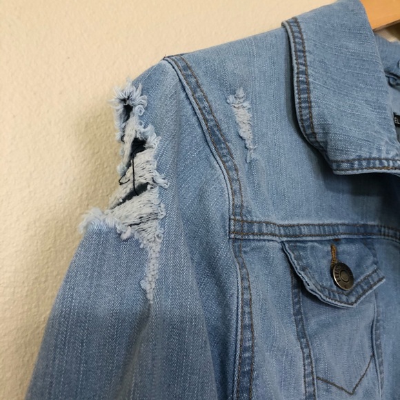 Elliott & Vine | Jackets & Coats | Elliott Vine Distressed Ruffle Jean ...